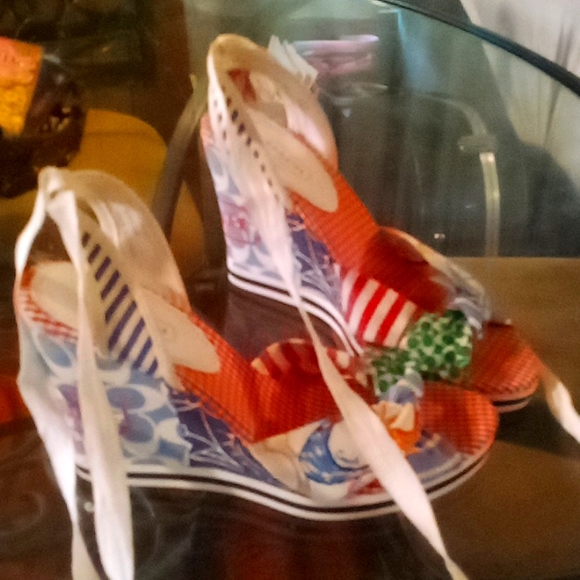 Coach | Shoes | Coach Patchwork Wedge Sandals Spring Ready | Poshmark